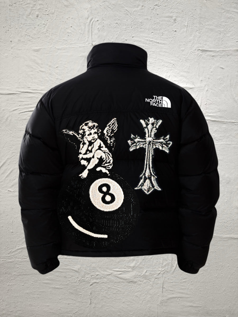 VA-FW25-858 EIGHT BALL ANGEL NORTH FACE PUFFER JACKET – VENDETTA ARCHIVE