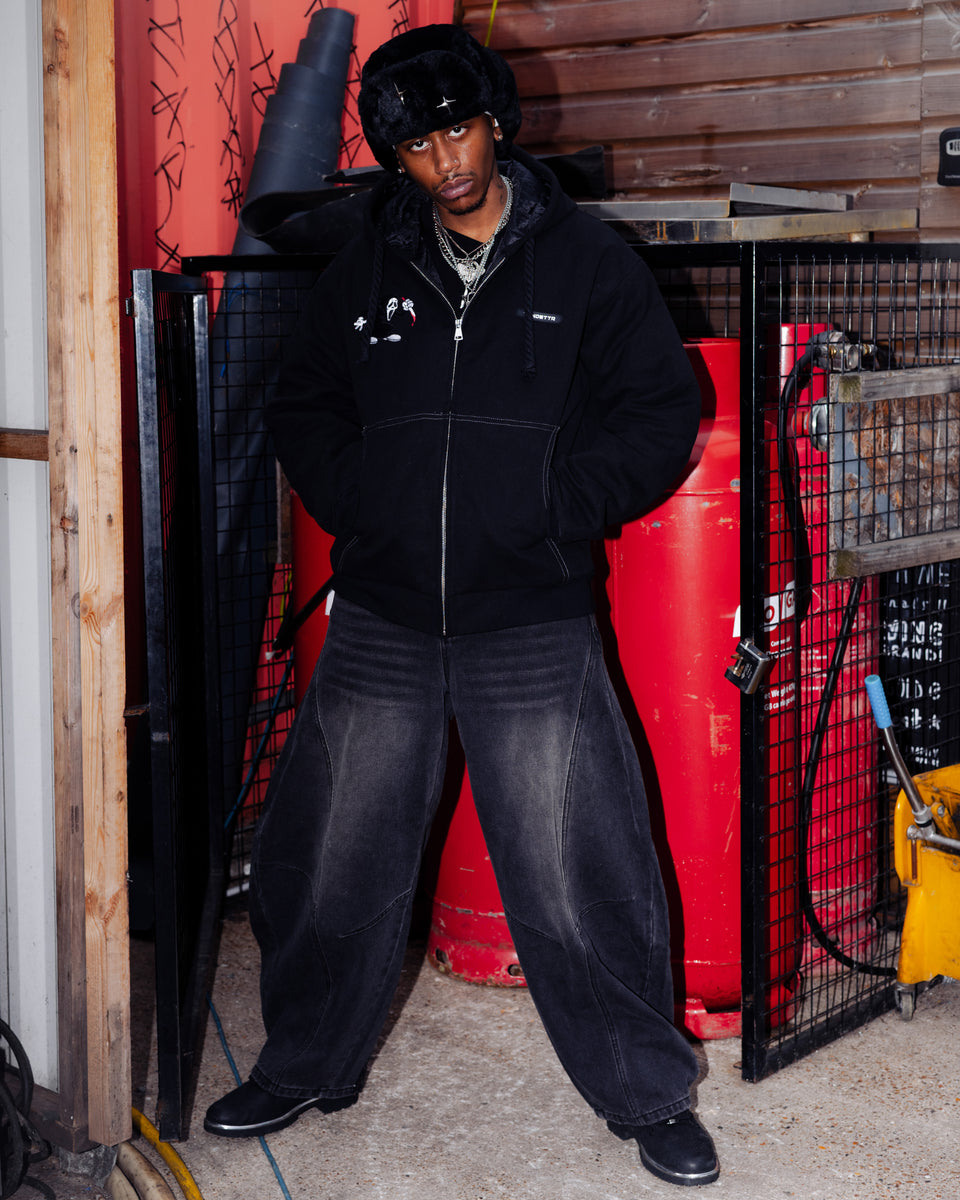 VA-SS25-BL024 GHOSTFACE EMBROIDERED WORK JACKET – VENDETTA ARCHIVE