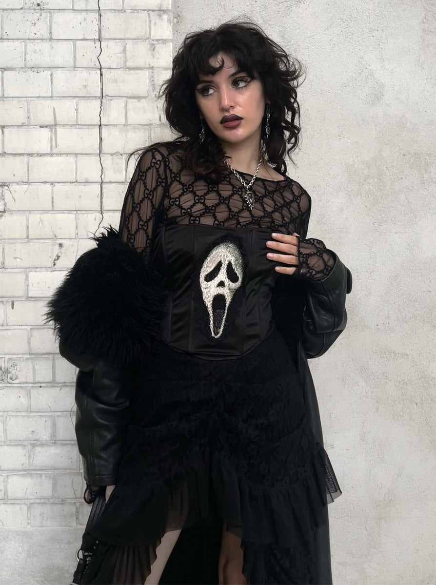 VA-SS23-587 GHOSTFACE TAPESTRY LACED CORSET – VENDETTA ARCHIVE